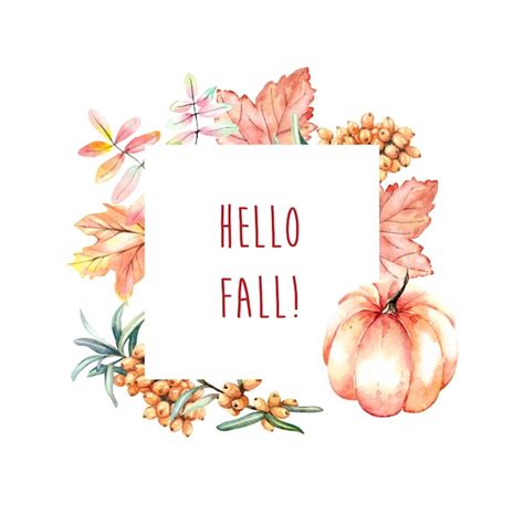 Premium Vector Watercolor Autumn Frame With Pumpkin And Leaves