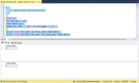 select distinct example