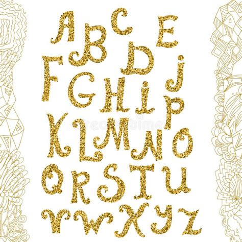 Fuente De Oro Del Alfabeto Del Brillo Letras Y Números Intrépidos