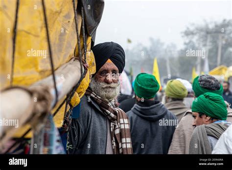 A Portrait Of A Sikh Farmer During The Farmers Protest At Singhu Border