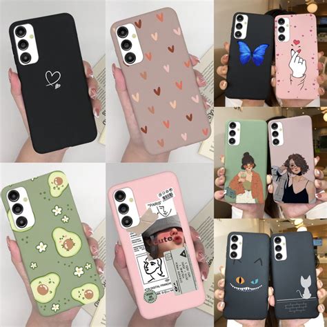 For Cover Samsung A14 4G 5G SM A146B Case Cute Cartoon Flower