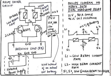 Triggering 12v 30a Dual Head Lamp Relays Using Arduino Uno R3 Motors