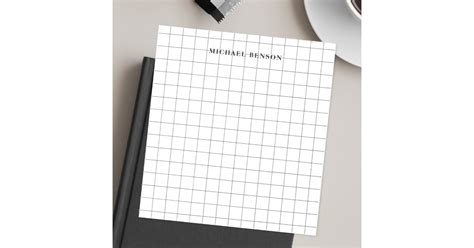 modern black gray grid lines clean simple monogram notepad zazzle