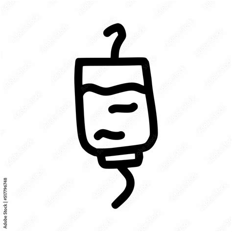 Blood Transfusion Bag Hand Drawn Doodle Outline Vector Template