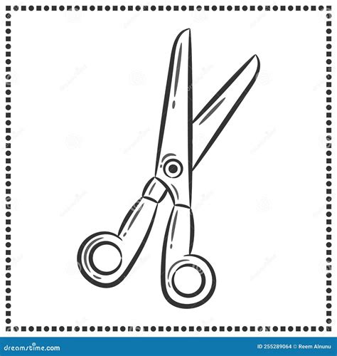 Printable Scissor Sketch For Coloring Stock Vector Illustration Of