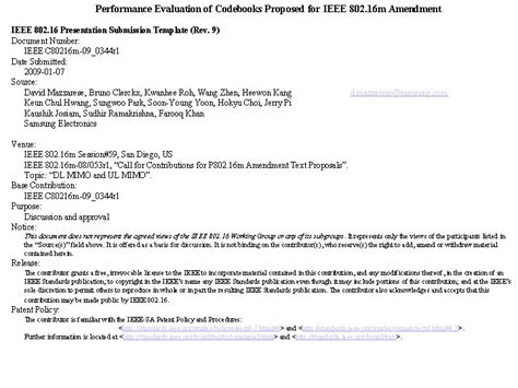 Performance Evaluation Of Codebooks Proposed For Ieee 802