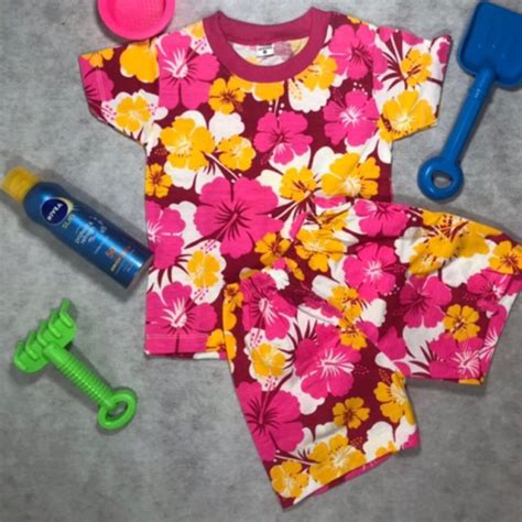 ชุดเเด็กลายดอก วันสงกรางต์ เสื้อยืด ขาสั้น พร้อมส่ง Shopee Thailand