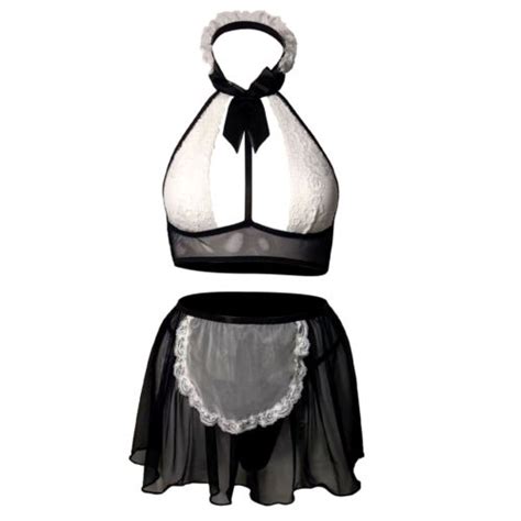 Women Cosplay Uniform French Maid Mini Dress Waitress Costume Sexy