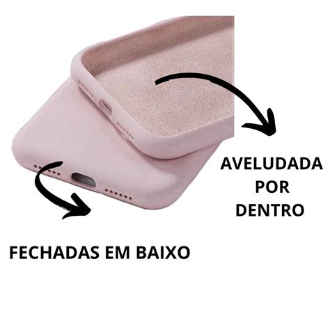 Case Veludo Silicone Iphone 14 Pro Plus Logo Camurça Capa Capinha
