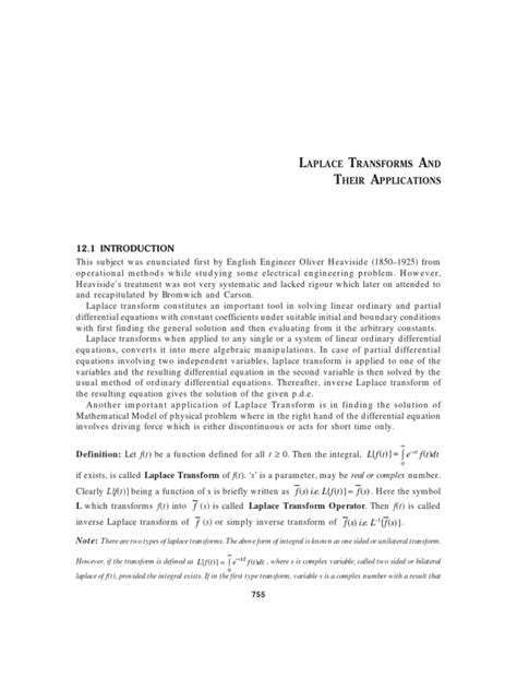 12 Laplace Transforms And Their Applications Download Free Pdf Equations Laplace Transform