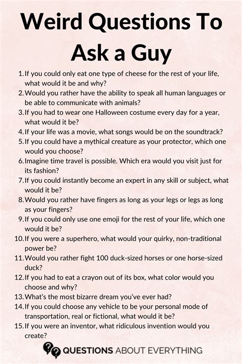 100 Weird Questions To Ask A Guy For A Funny Conversation Goofy