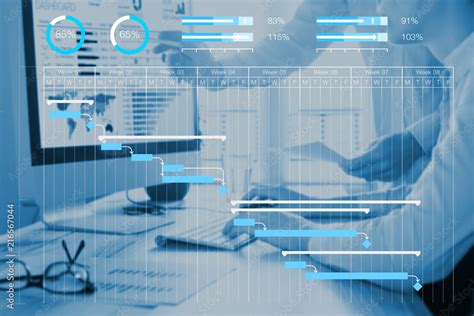 Project Management Scheduling Concept With Gantt Chart Planning With