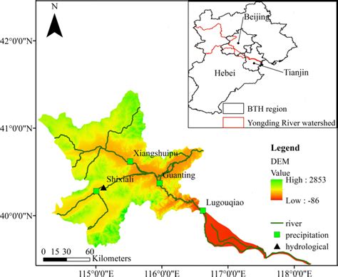 Map Of The Yongding River Watershed In Bth Region Download Scientific
