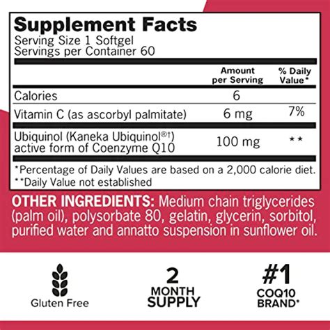 Qunol Mega Ubiquinol Coq10 Softgels 100mg Water And Lipid Soluble 60