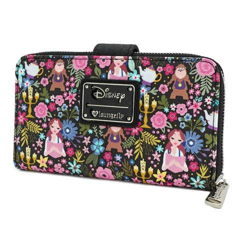 Loungefly Disney Beauty And The Beast Character Floral Print Zip Around