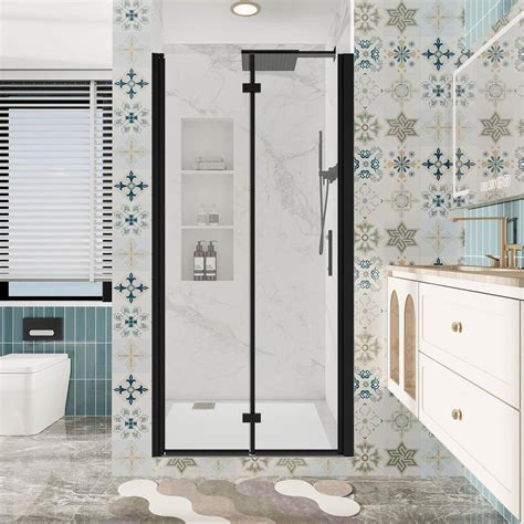 Angeles Home 30 31 3 8 In W X 72 In H Bi Fold Semi Frameless Shower