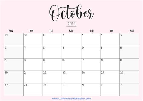 October Printable Calendar 2025 Cute Aesthetic Raven Cathlene