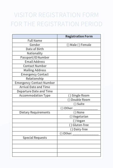 Visitor Entry And Exit Registration Form Excel Template And Google