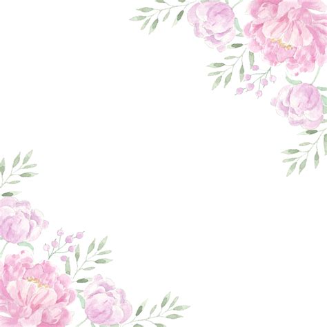 Romantic Light Pink Peony Watercolor Flower Border Wedding Design