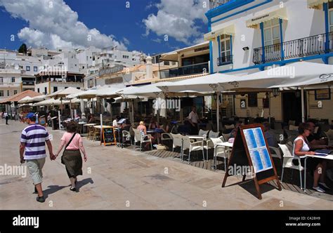 Outdoor Restaurants On Beachfront Old Town Albufeira Albufeira Stock