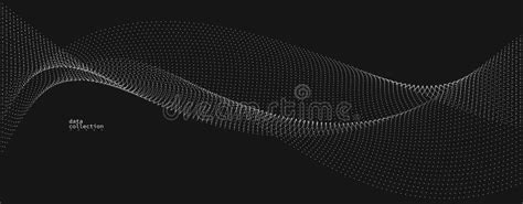 Dark Grey Airy Particles Flow Vector Design Abstract Background With Wave Of Flowing Dots Array