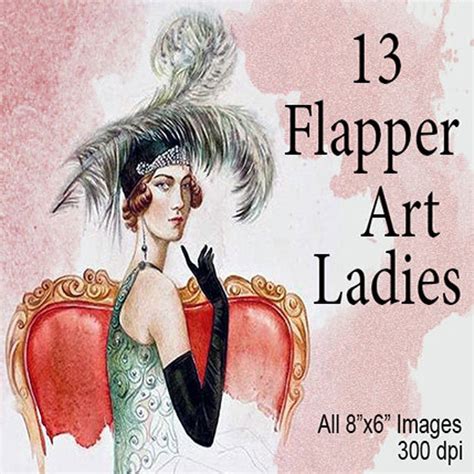 13 Vintage Flapper Art Women Ladies 8 By 6printable Instant Digital
