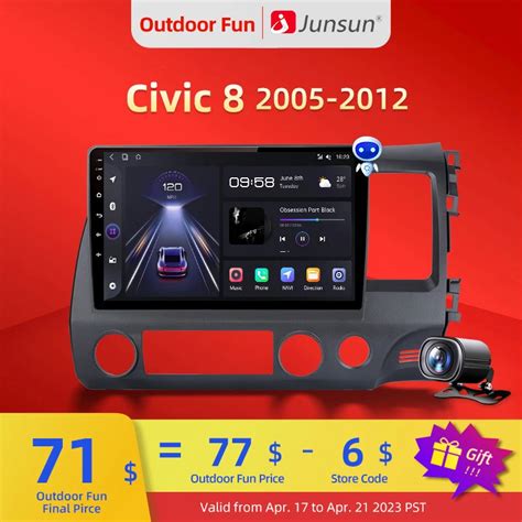 Junsun V1pro AI Voice 2 Din Android Auto Radio For Honda Civic 8 2005