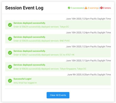 Viewing The Session Event Log Megaport Documentation Megaport Documentation