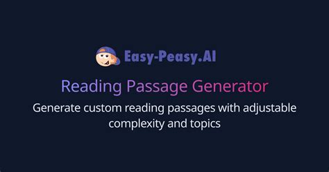 Free Ai Reading Passage Generator Easy Peasyai