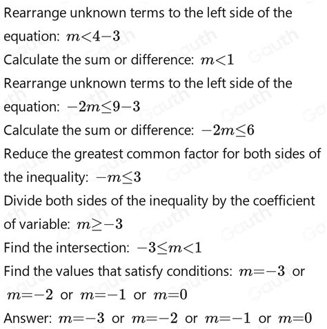 Solved 4 List All The Integer Values Of M Which Satisfy Both The