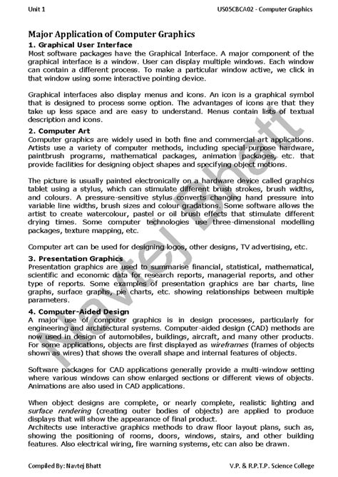 Cg U1 Computer Graphics Notes Major Application Of Computer