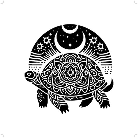 Premium Vector Turtle Tortoise Silhouette In Bohemian Boho Nature
