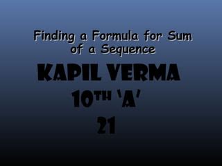 Ppt Formula For Sum Of Series PPT