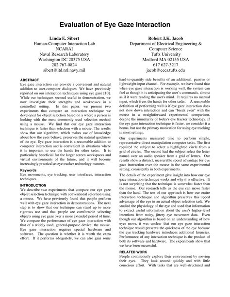 Pdf Evaluation Of Eye Gaze Interaction