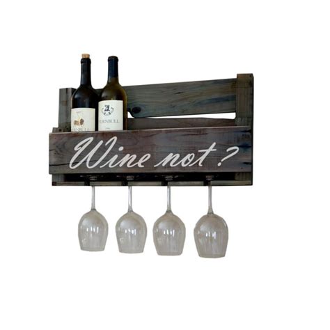 Rustic Wine Rack With Glass Bottle Holder