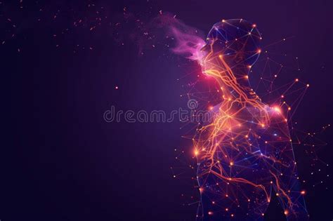 Abstract Digital Human Silhouette With Network Connections Stock Image