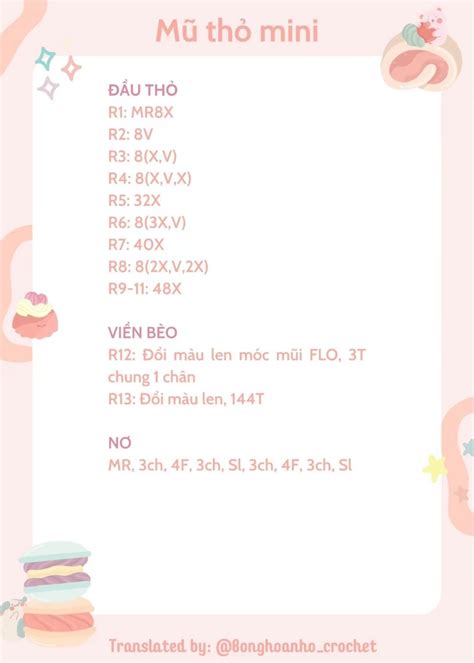 Chart Móc Len Mũ Thỏ Mini