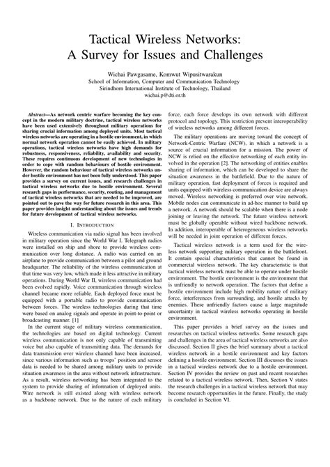 Pdf Tactical Wireless Networks A Survey For Issues And Challenges