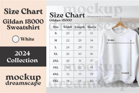 Gildan 18000 Sweatshirt Size Chart Graphic By MockupDreamscape