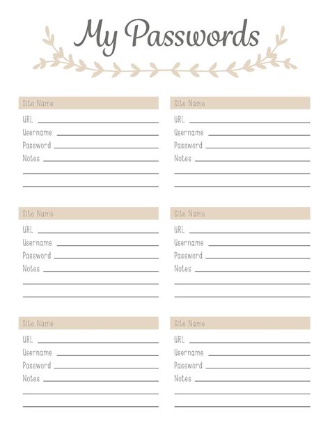 Free Printable Password Sheet Printable Templates