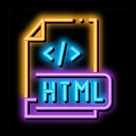 Front End Html Code Neon Glow Icon Illustration Vector Art At Vecteezy
