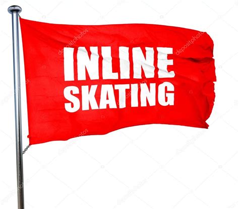 Inline Skating D Rendering A Red Waving Flag Stock Photo
