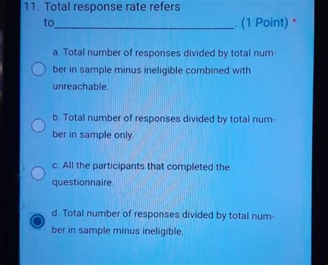 Solved Total Response Rate Refers To Q Point A Chegg