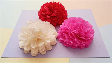How To Make Easy Tissue Paper Flowers Diy Paper Craft Tutorial Youtube