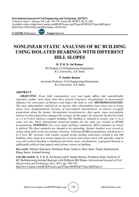Pdf Nonlinear Static Analysis Of Rc Building Using Isolated Bearings With Different Hill Slopes