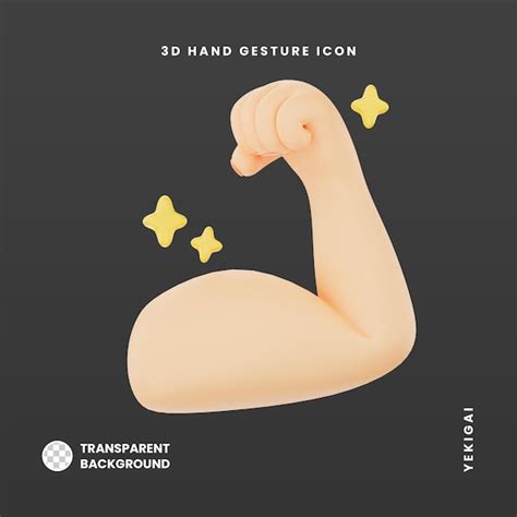 premium psd strong arm flexing 3d hand gesture icon