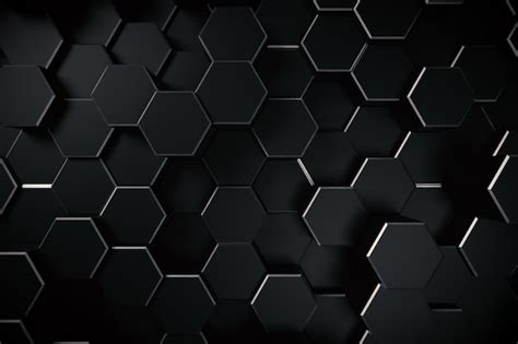 Premium Photo Abstract D Rendered Black Hexagon Background
