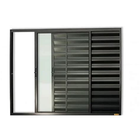 JANELA VENEZIANA FOLHAS UMA FIXA VIDRO LISO LINHA MODULAR ALUMÍNIO PRETO Cia do Alumínio