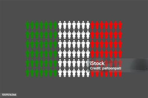 행에 여자 아이콘 그림 이탈리아 국기 모양 개념 디자인 그림 흰색 배경에 고립 개념에 대한 스톡 벡터 아트 및 기타 이미지