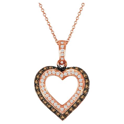Levian 14k Rose Gold Round Chocolate Brown Diamond Love Heart Pendant
